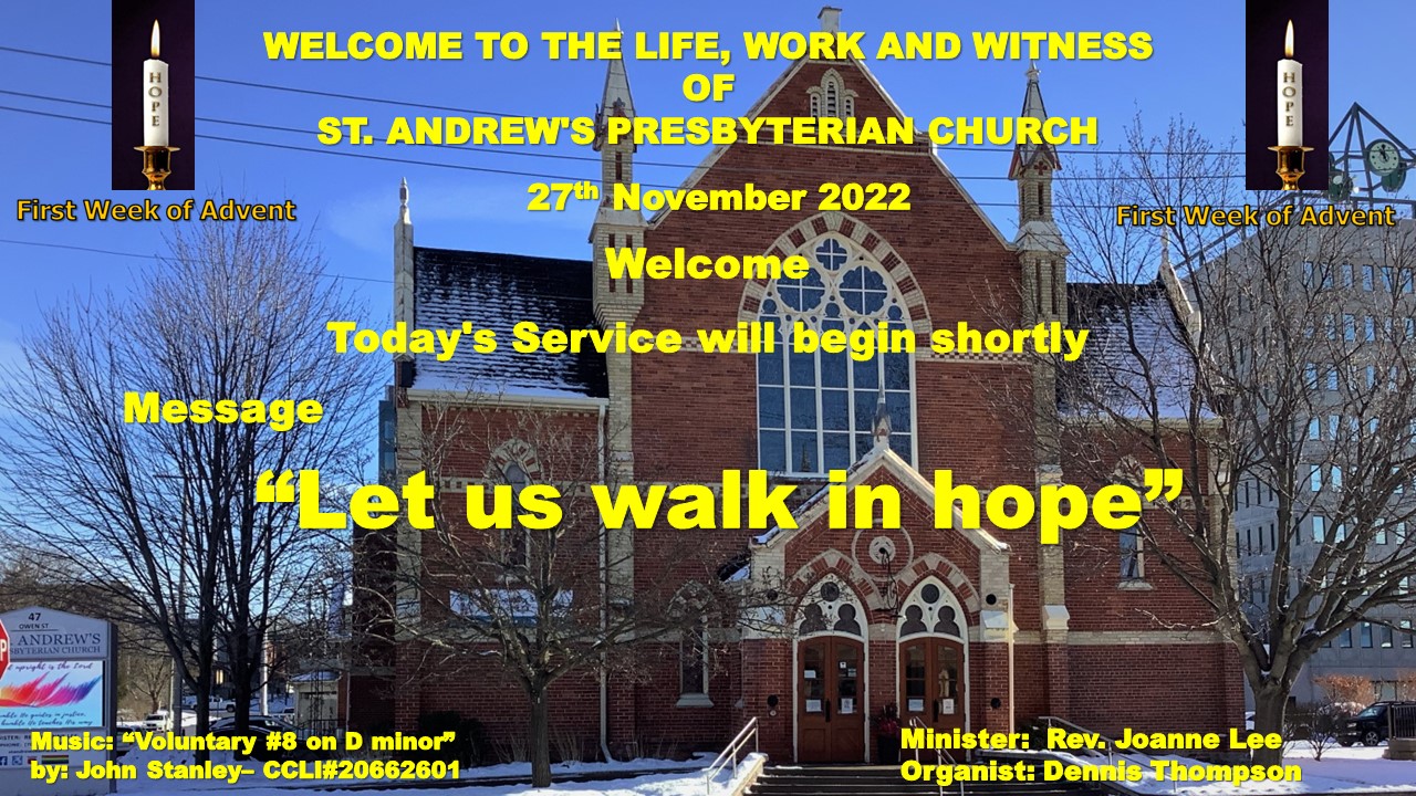 "Let us walk in Hope" - St. Andrew's Presbyterian Church